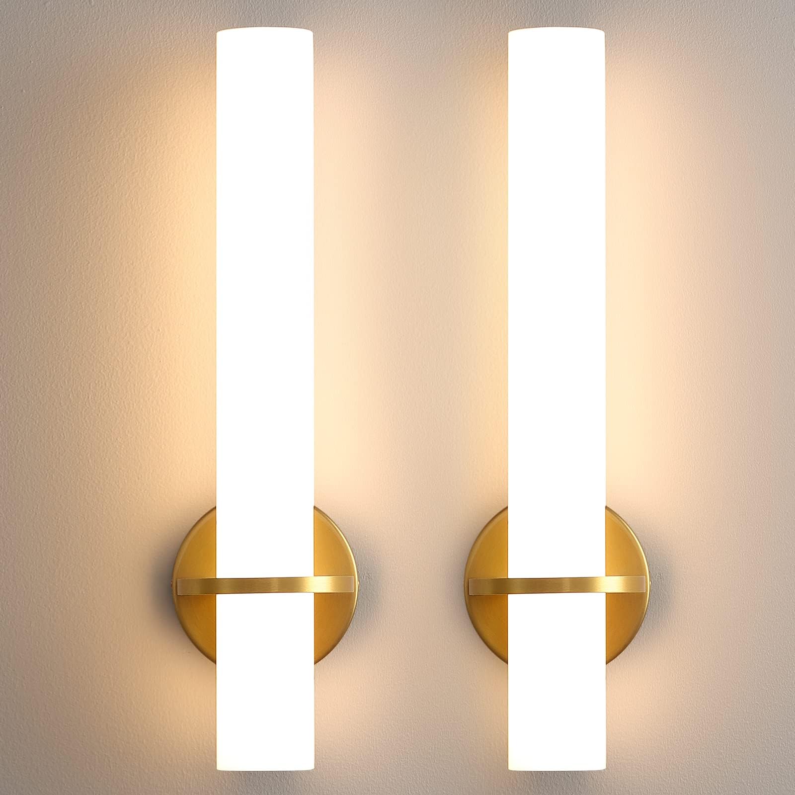 AIJIASI Gold Wall Sconces Set of Two Modern Sconces Wall Lighting 18W ...