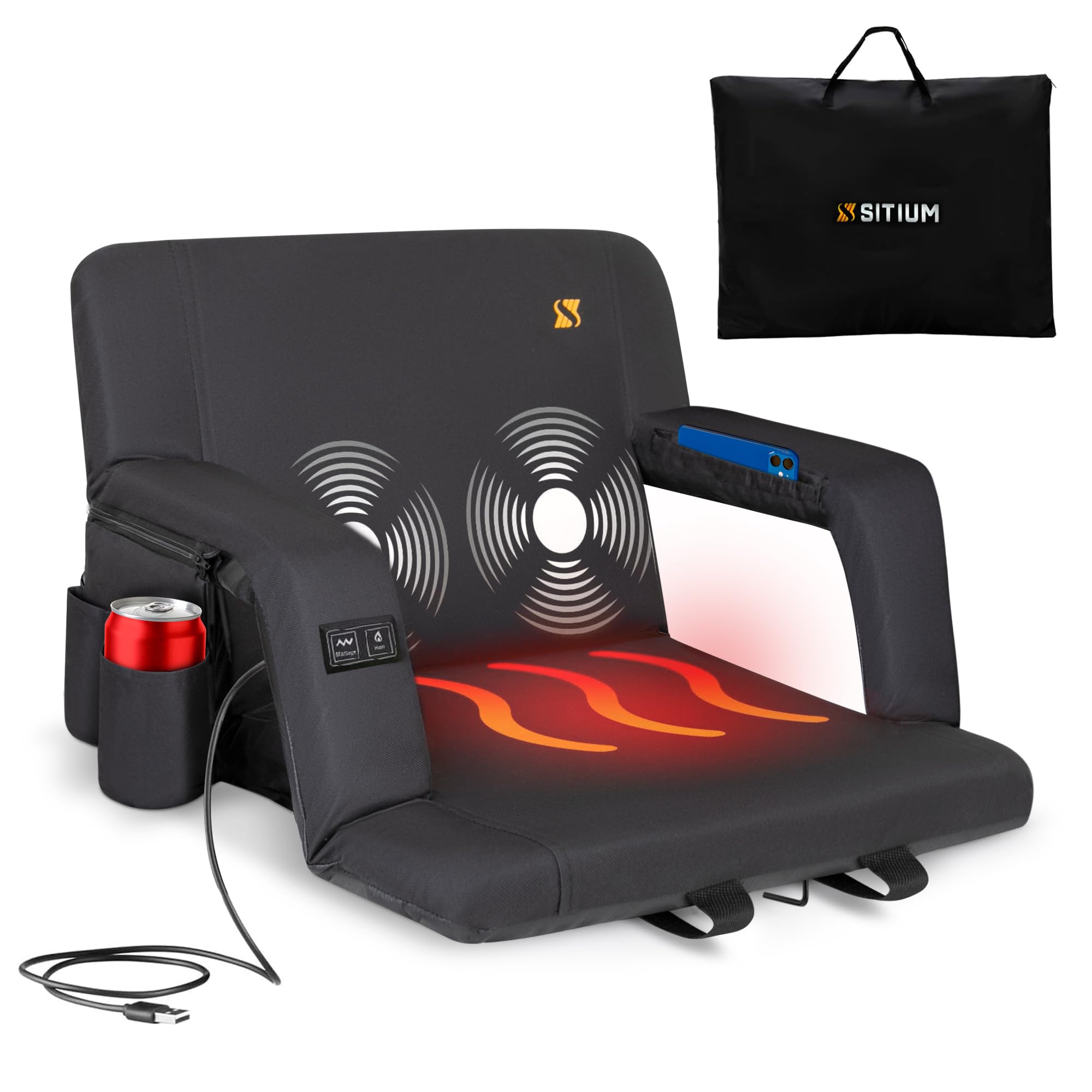 SITIUM Reclining Stadium Seat for Bleachers – Folding Stadium Seat ...