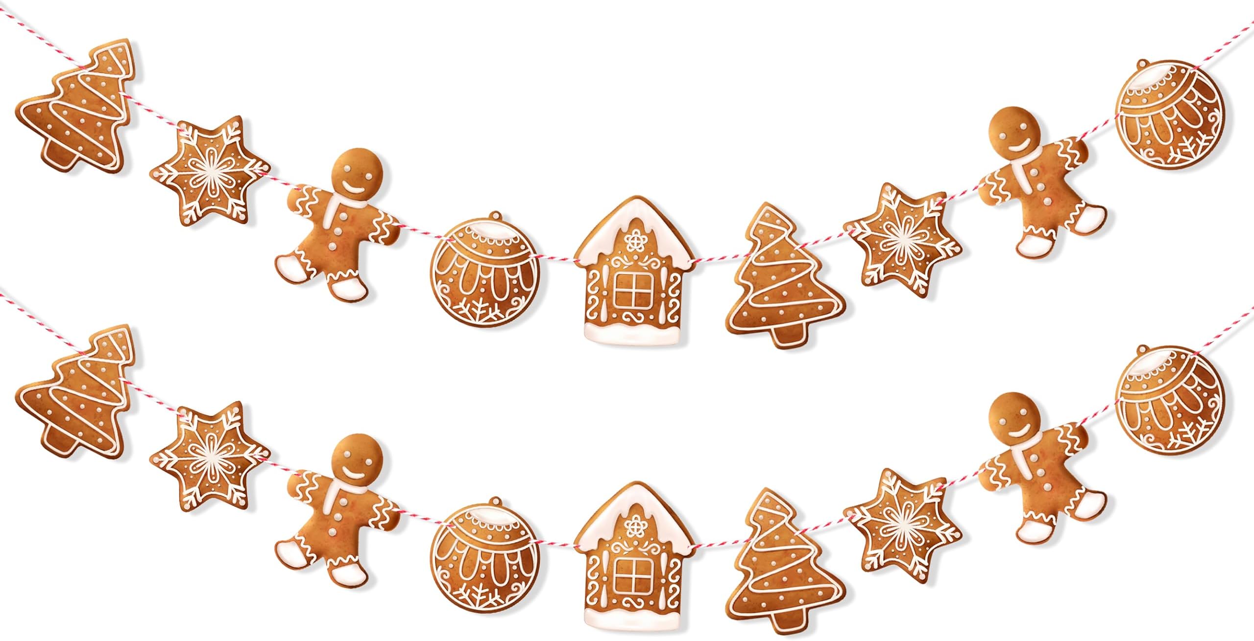 Amazon.com: 9 Foot Mini Gingerbread Man Christmas Garland | Cute Small ...