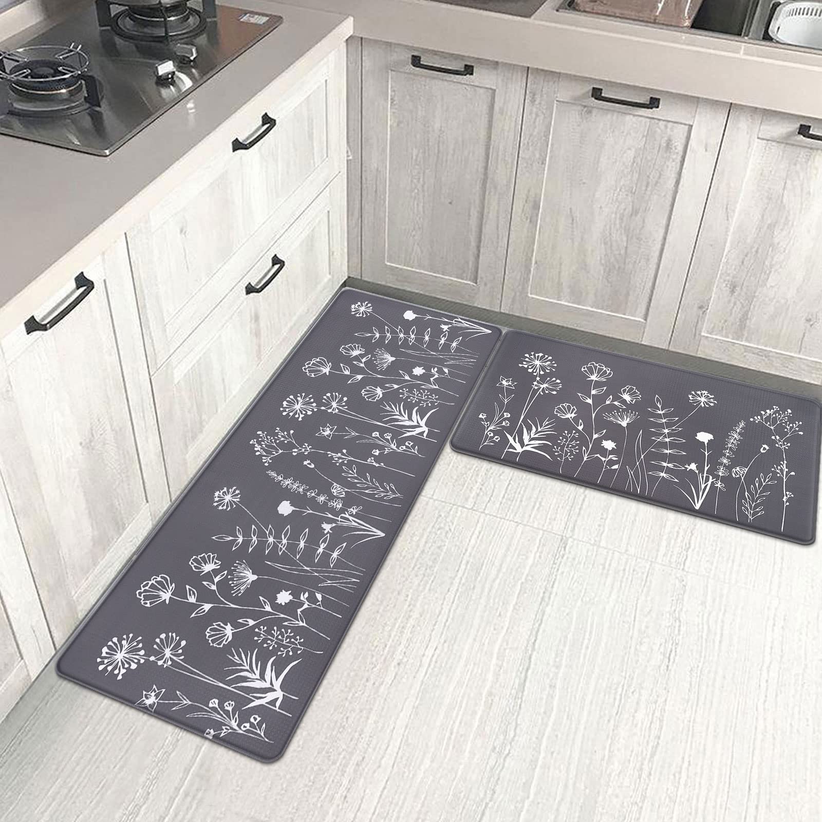Yugarlibi Kitchen Mats Sets 2 Piece PVC Memory Foam Kitchen Rug ...