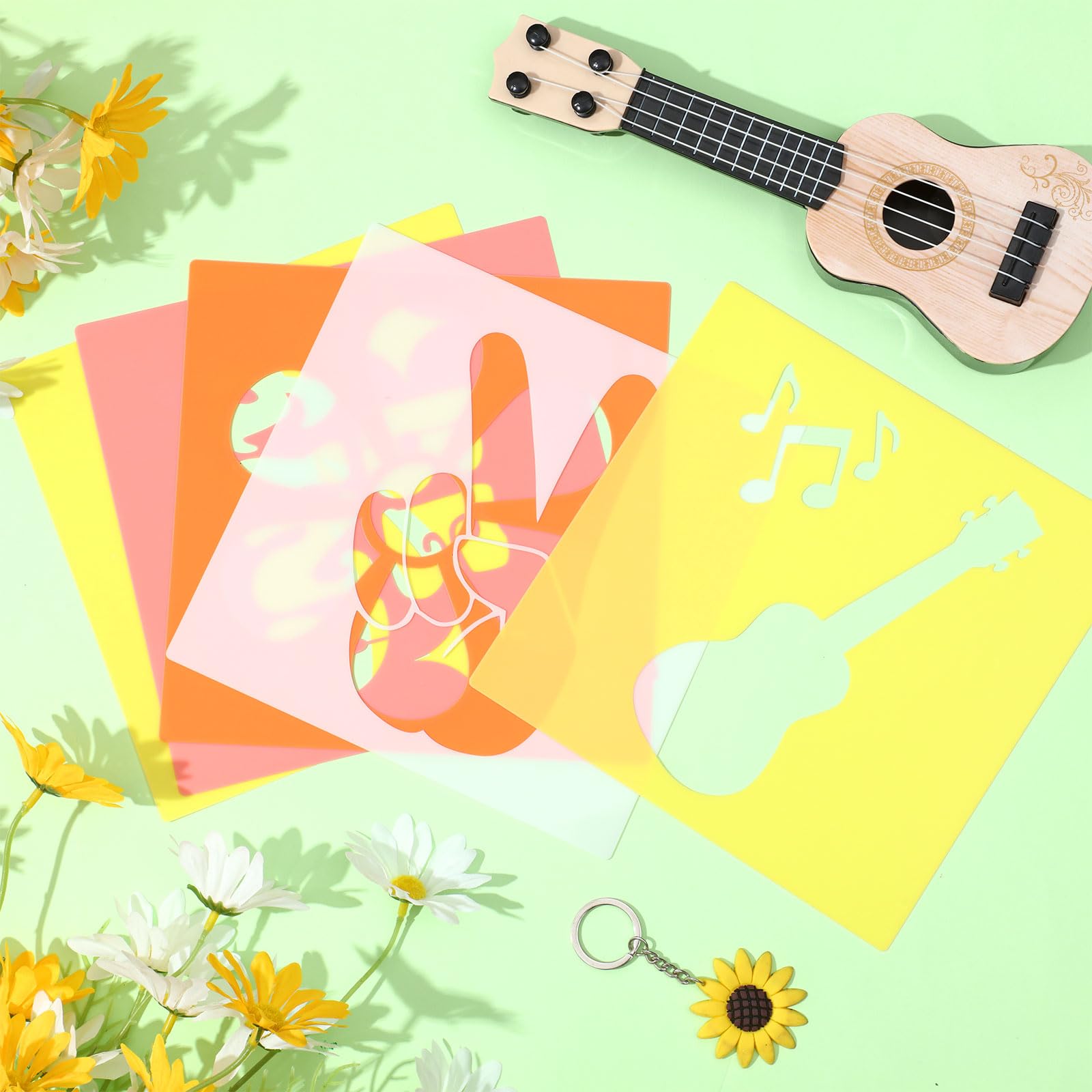 Snapklik.com : 24 Pcs Boho Groovy Peace Stencil Set 8 X 8 Inch Plastic ...