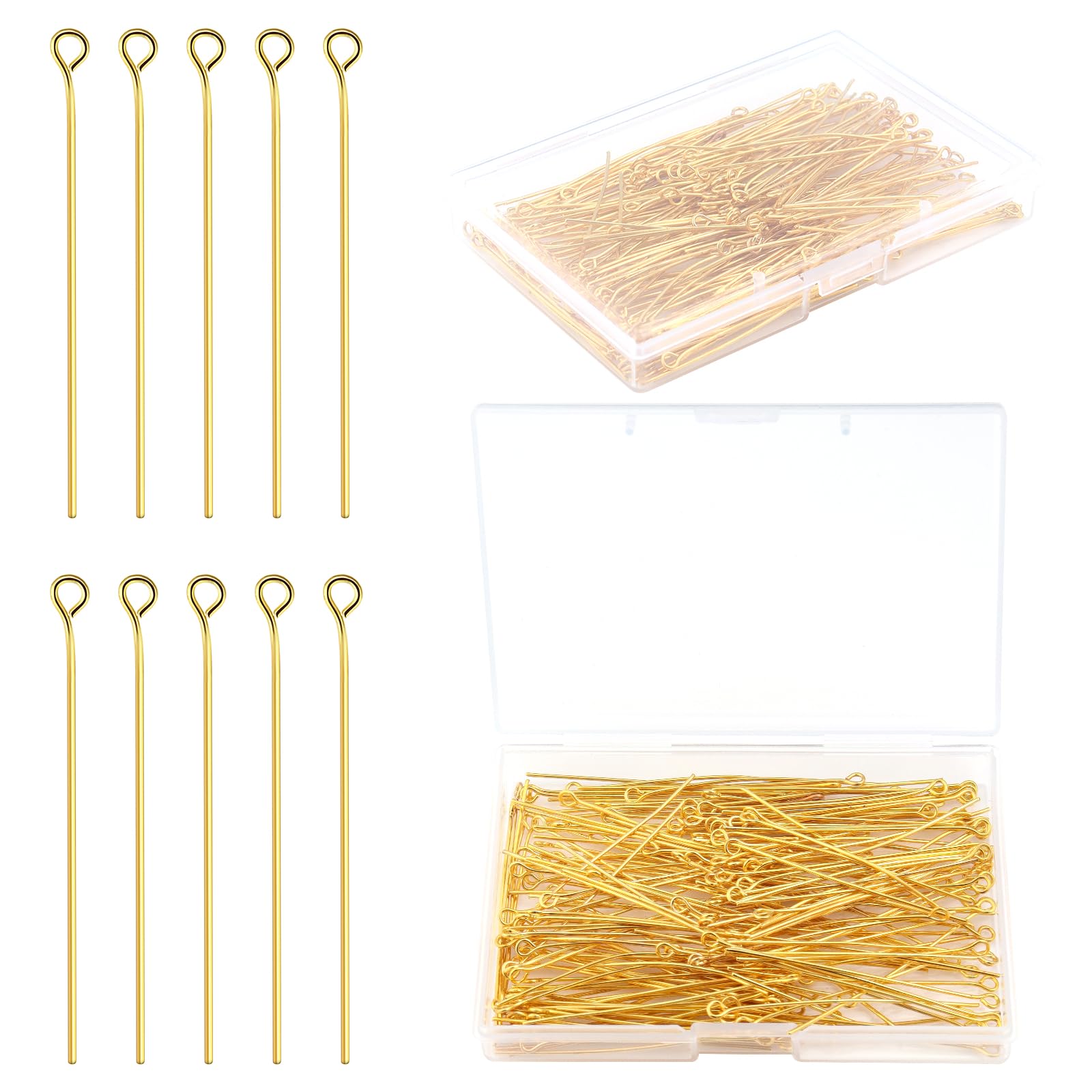 Amazon.com: 200 Pcs 50mm Eye Pins for Jewelry Making Head Pins Ball ...