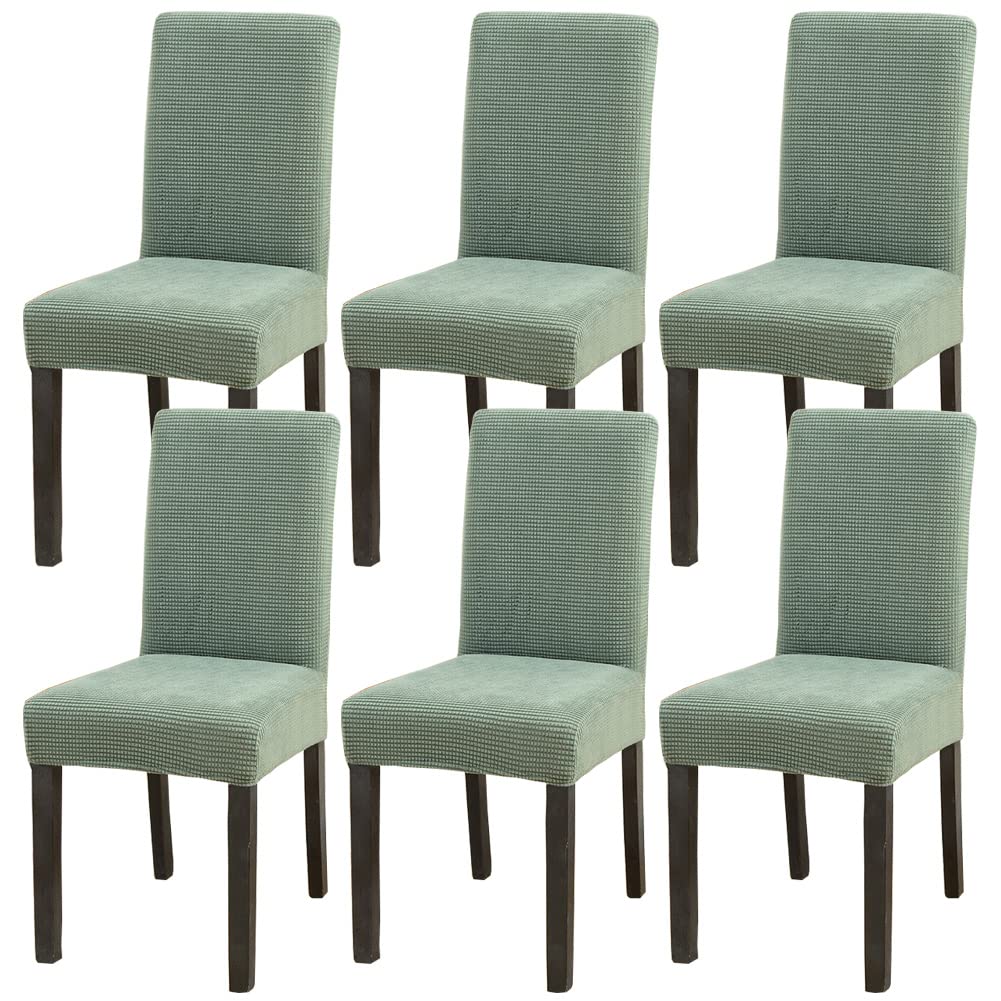 Dining Chair Covers Set of 6 Green High Back Chair Covers Modern ...
