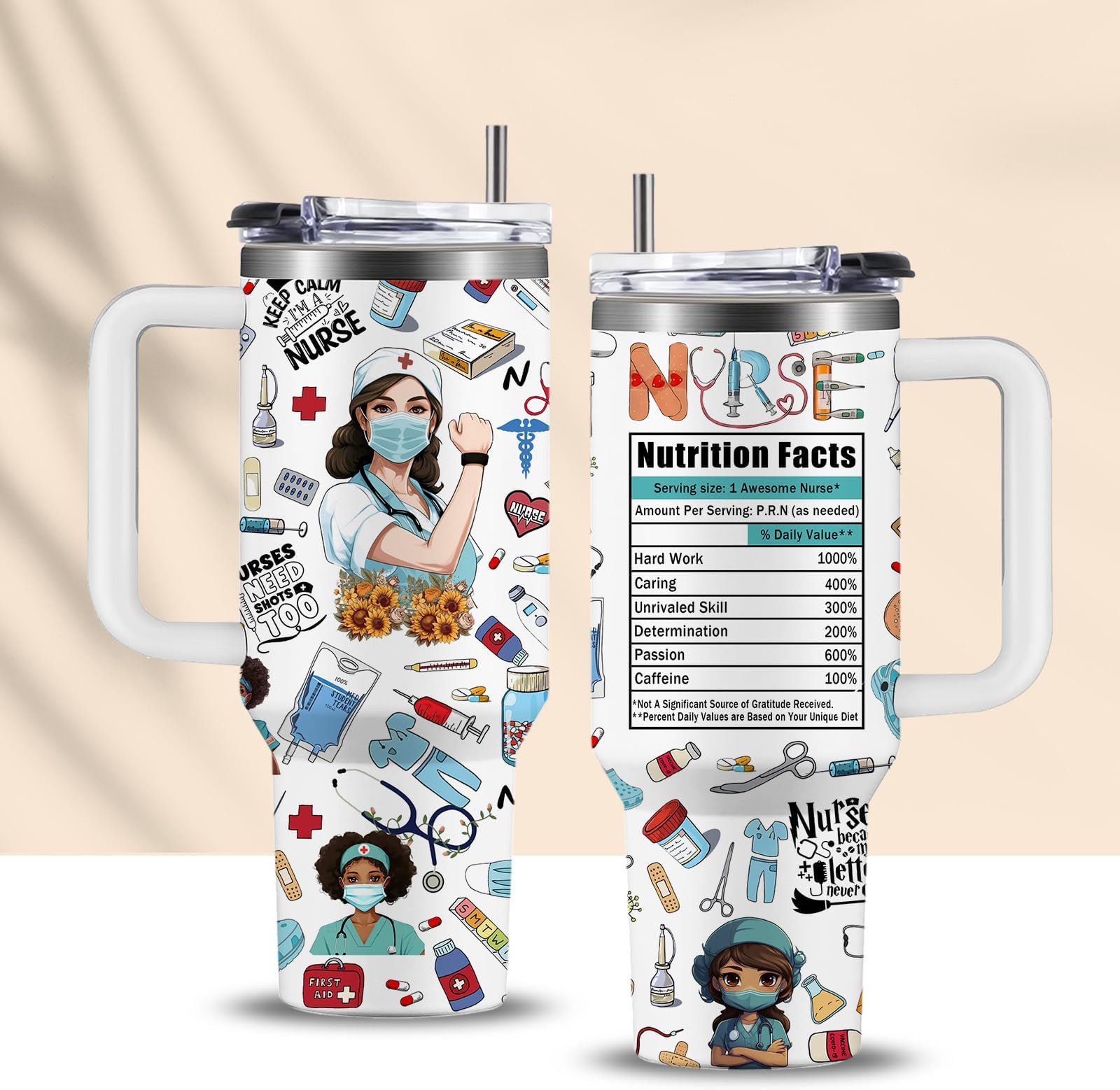 Amazon.com | armdgodx 40 oz Tumbler School Nurse Gifts for Women with ...