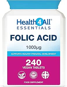 Health4All Folic Acid 1000mcg 240 Tablets (8-Month Supply) - Supports Healthy Prenatal ...