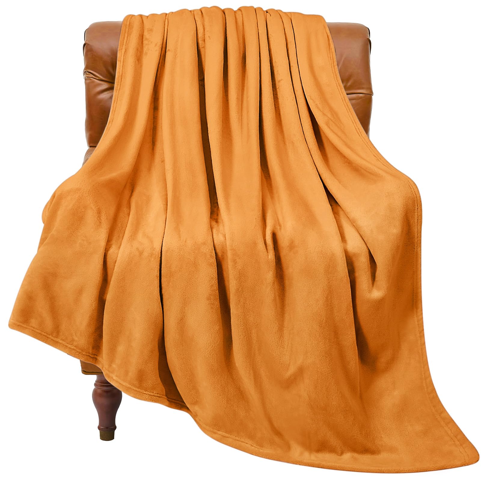 Amazon.com: BEDELITE Fleece Blanket Twin Size Burnt Orange Throw ...