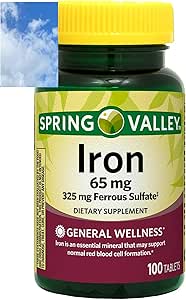 Amazon.com: Spring Valley Iron Tablets Dietary Supplement, 65 mg, 100 ...