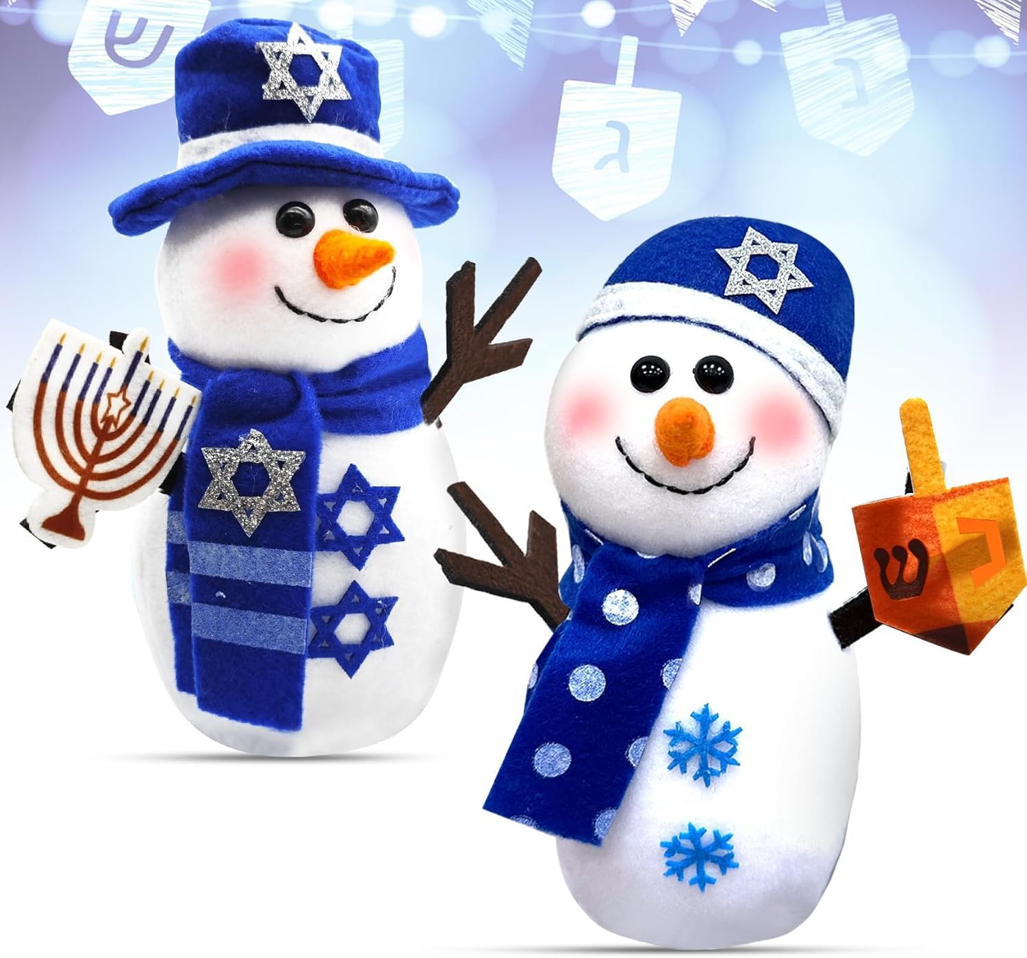 Amazon.com: TURNMEON 2 Pcs Hanukkah Plush Snowman Doll with Menorah ...