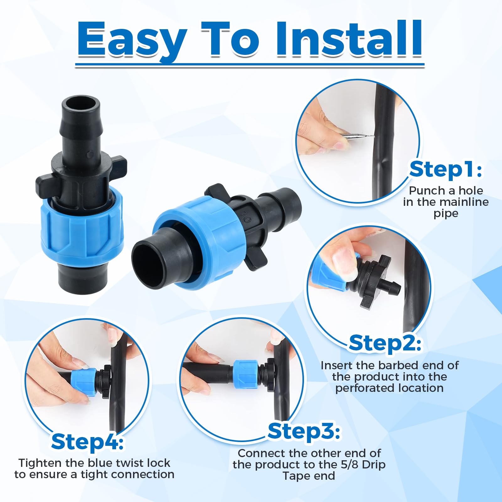 Snapklik.com : 50 Pcs Drip Irrigation Connector, Drip Tape Fittings ...