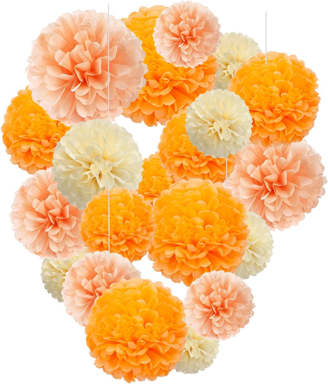 Amazon.com: Capesaro Orange Paper Pom Poms - Peach Tissue Pom Poms ...