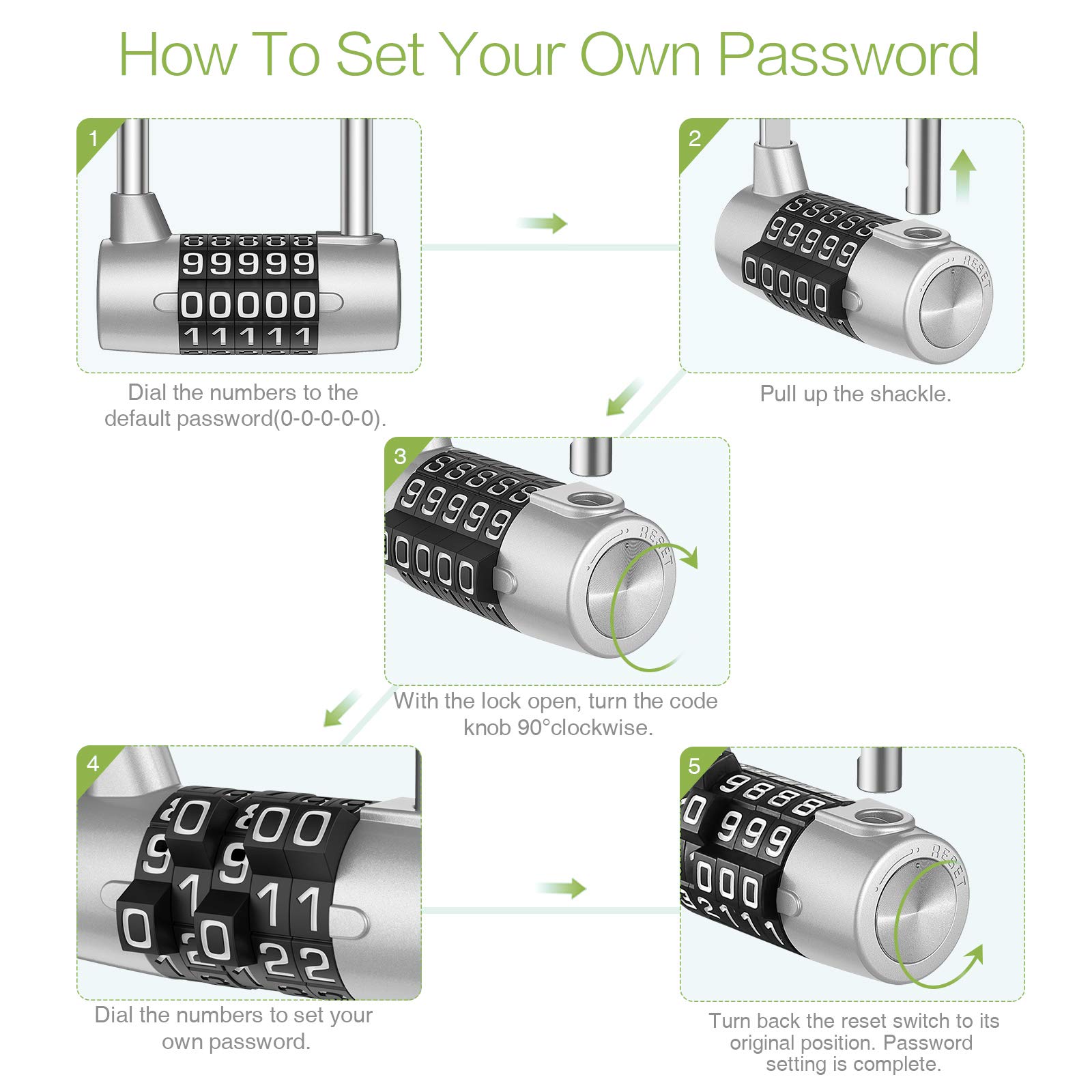 Snapklik.com : KeeKit 5 Digit Combination Padlock, 4.65 Inch Long ...