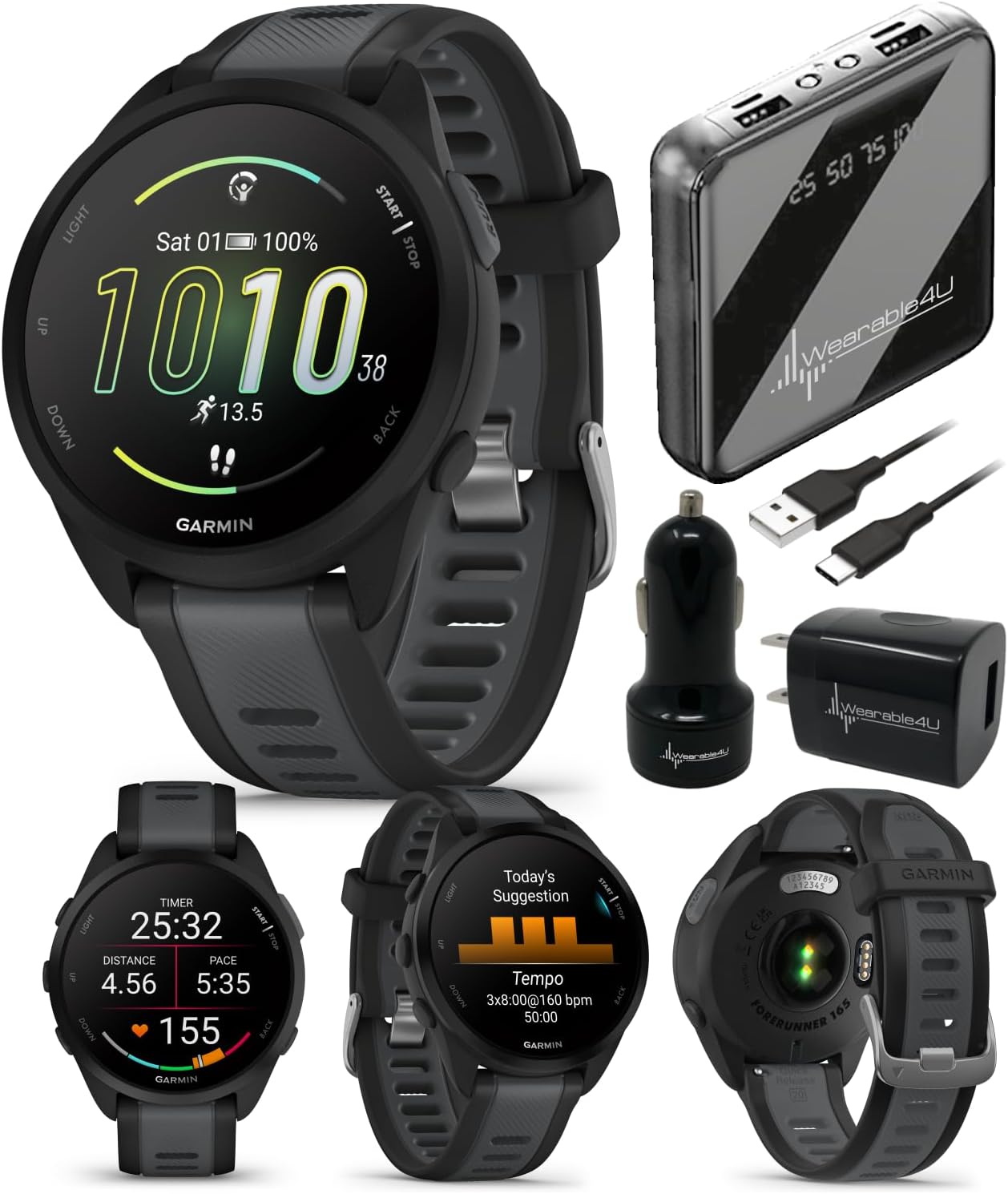 Amazon.com: Wearable4U - Garmin Forerunner 165 Running Smartwatch ...