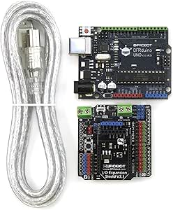 Amazon.com: DFRobot UNO R3 with IO Expansion Shield and 1m USB Cable A-B-Compatible with Arduino ...