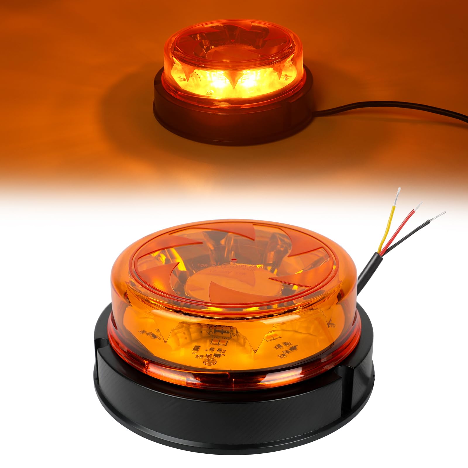 AOHEWEI LED Warning Beacon Light Amber, 4 Flashing & 2 Rotating ...