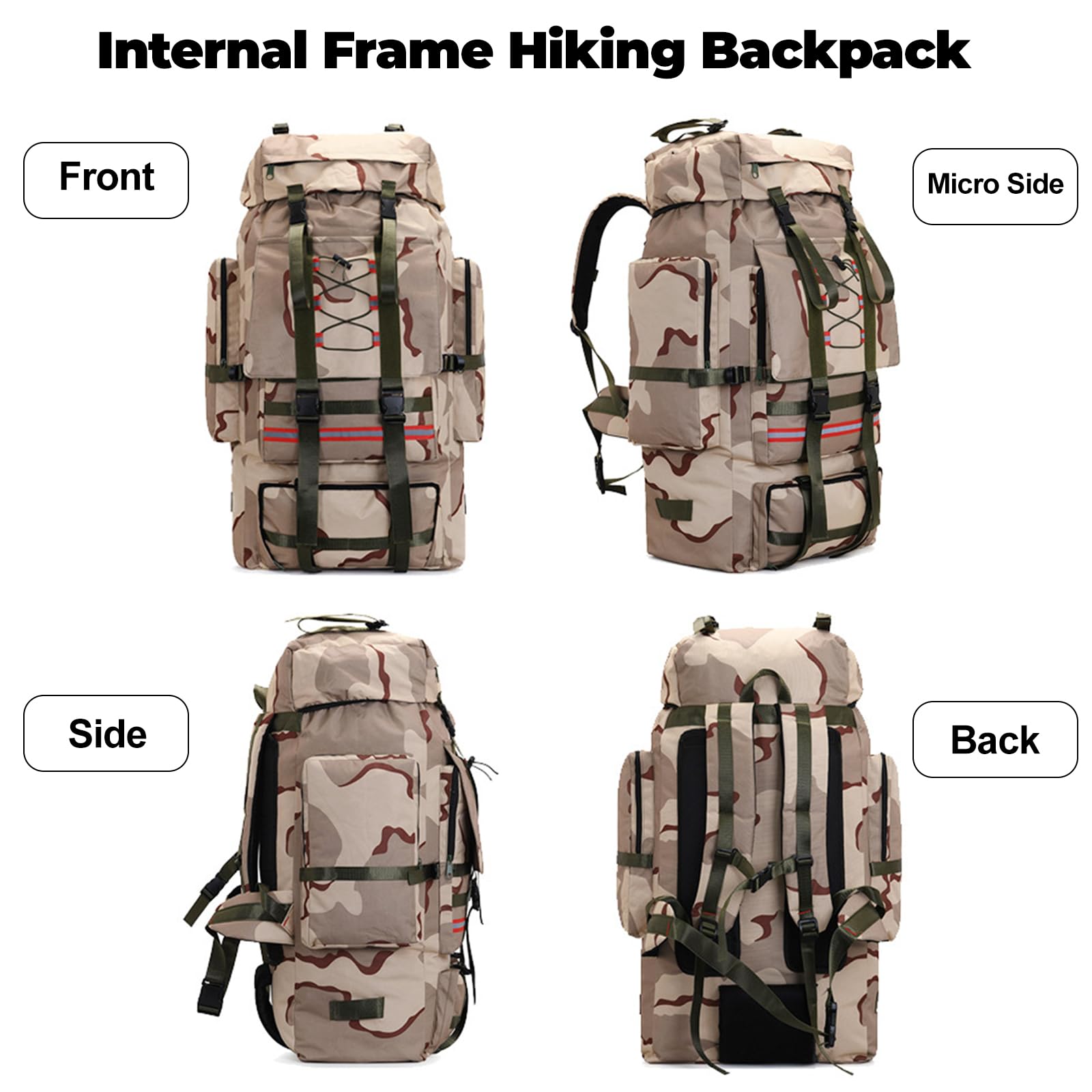 Internal Frame Hiking Backpack, 130L backpacking backpack for Men Women ...