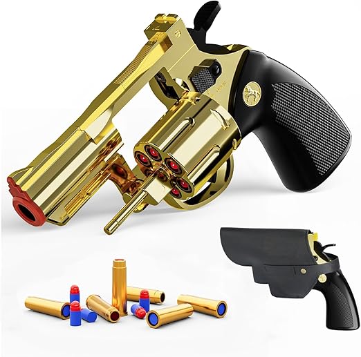 Amazon.com: Revolver Toy Gun with Holster Gold - Soft Bullet Western ...