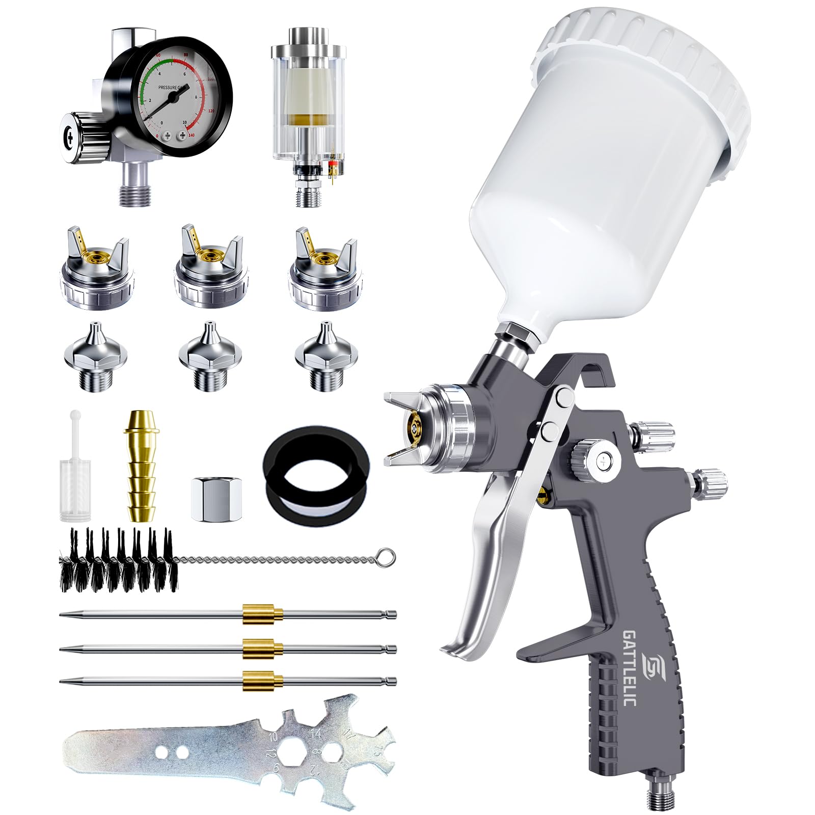 Amazon.com : LVLP Air Spray Gun Premium Kit with 1.3/1.5/1.7mm Nozzle ...