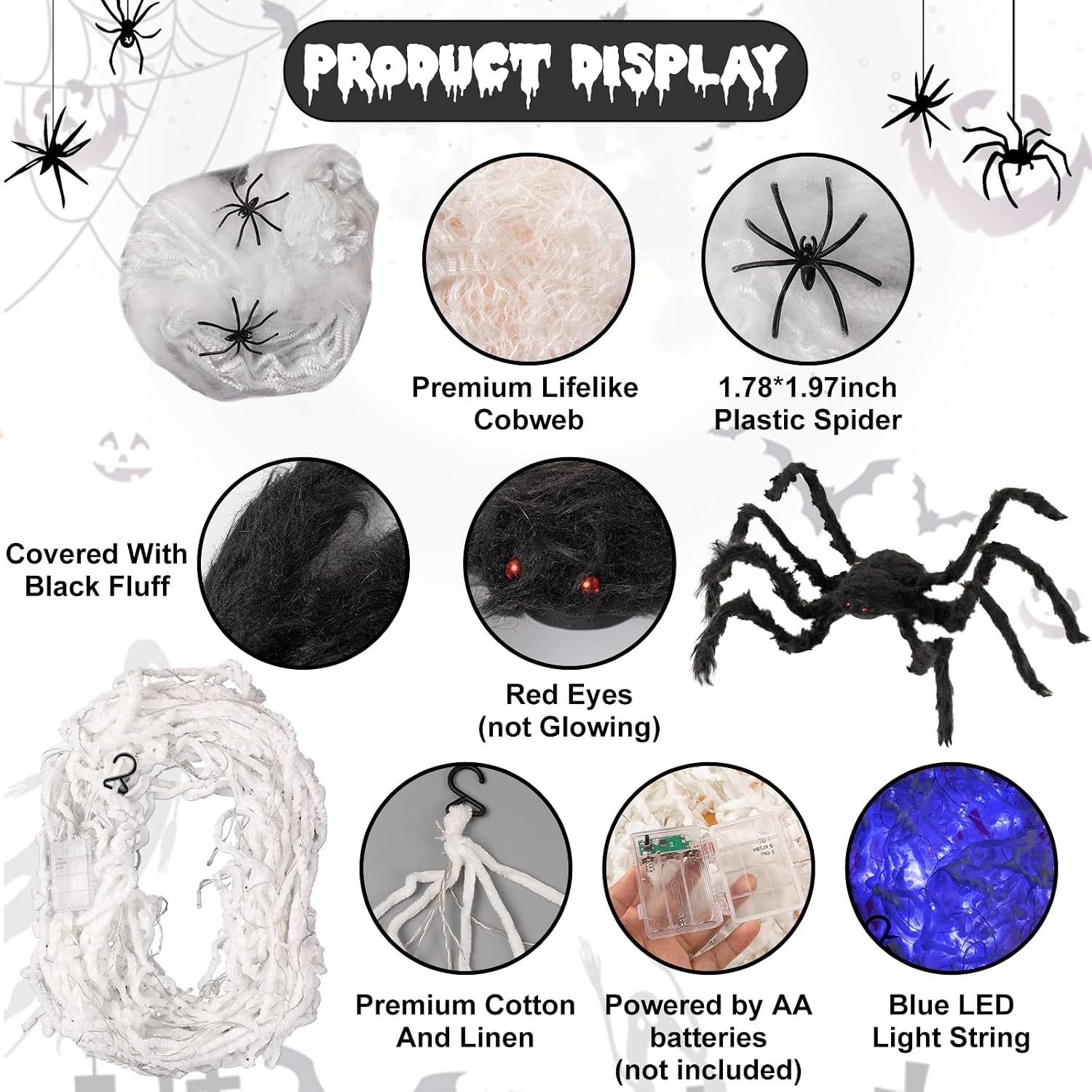 Buy Spider Web Halloween Decoration Outdoor - 16.4ft Giant Spider Web ...