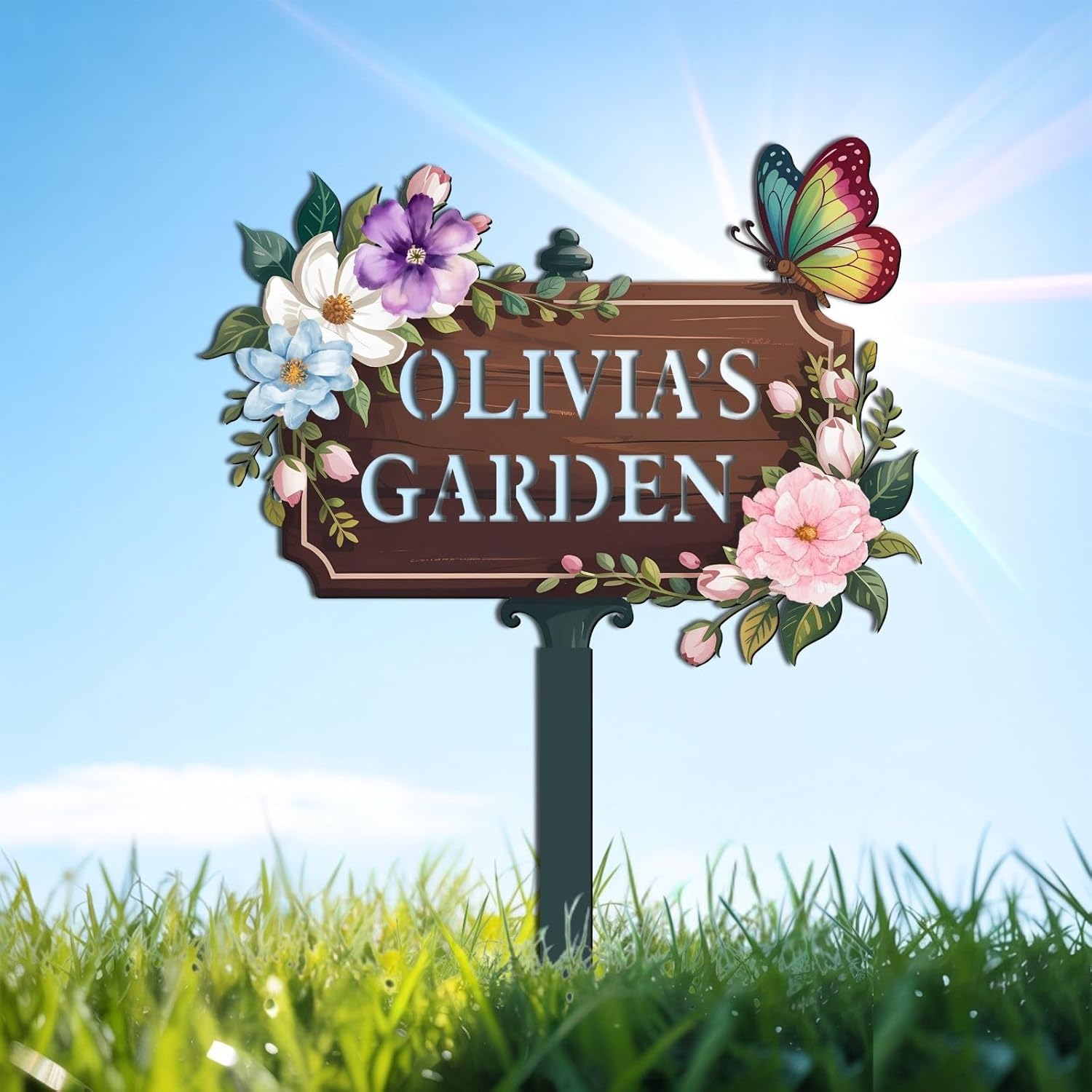 Personalized Garden Sign, Customizable Yard Stake Metal Art, Custom ...