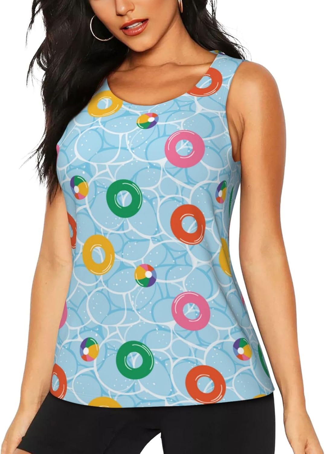 Amazon.com: Workout Tank Tops for Womens Swim Rings Floating Sleeveless ...