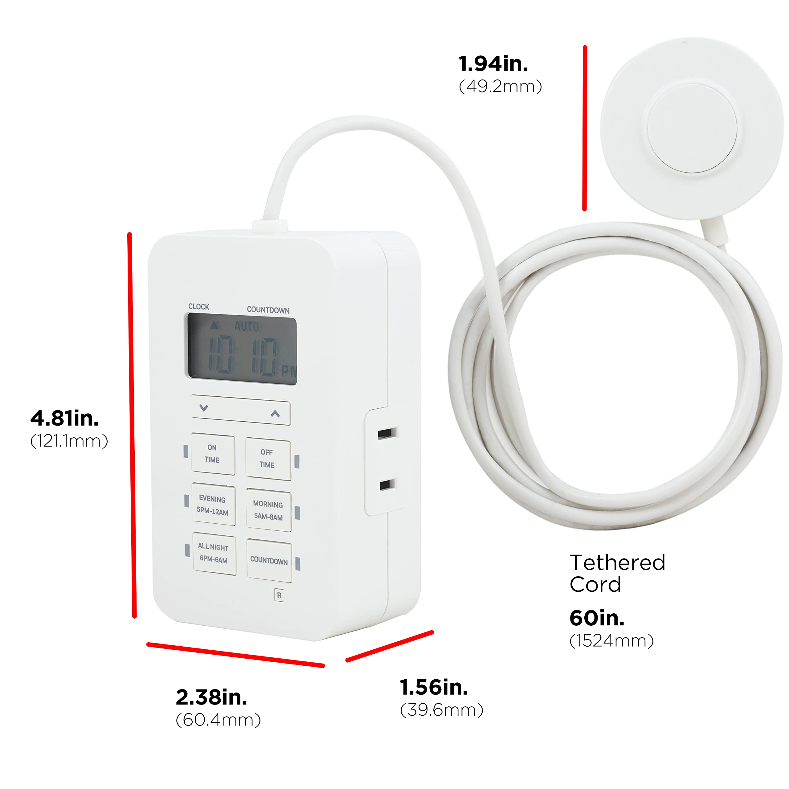 Snapklik.com : Dimmable Digital Outlet Timer, 2 Polarized Timer Outlet ...