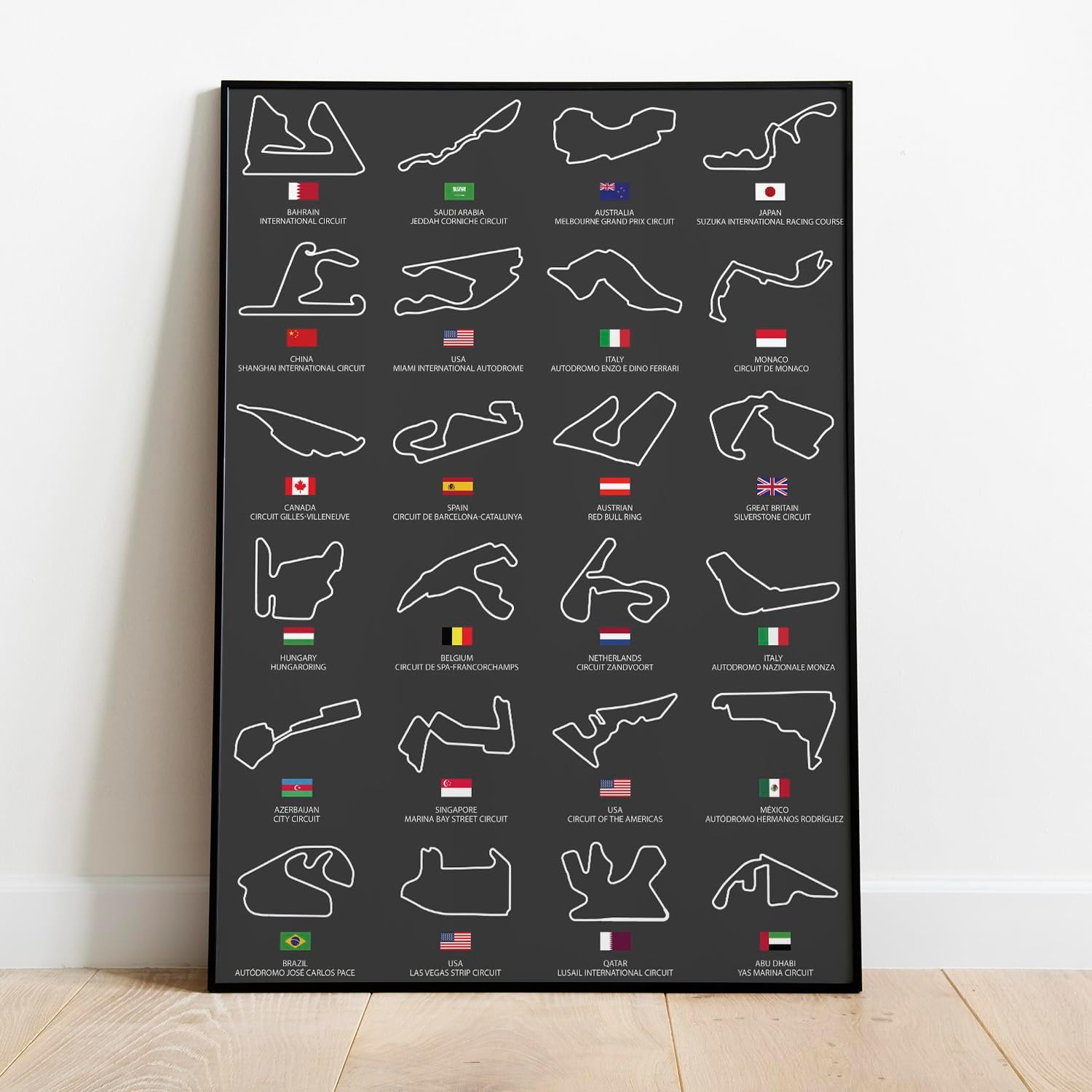 OCMM Formula One F1 Track Circuit Layouts Chart 24 Circuits Poster A2 ...