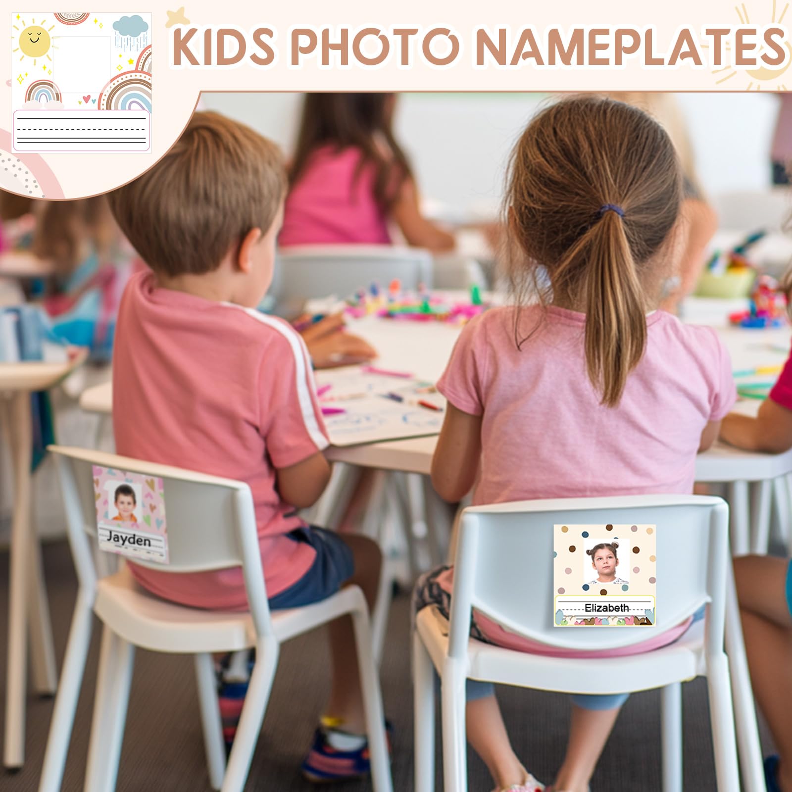 Snapklik.com : Fuyoooo 42pcs Rainbow Desk Name Tags Boho Kids Photo ...