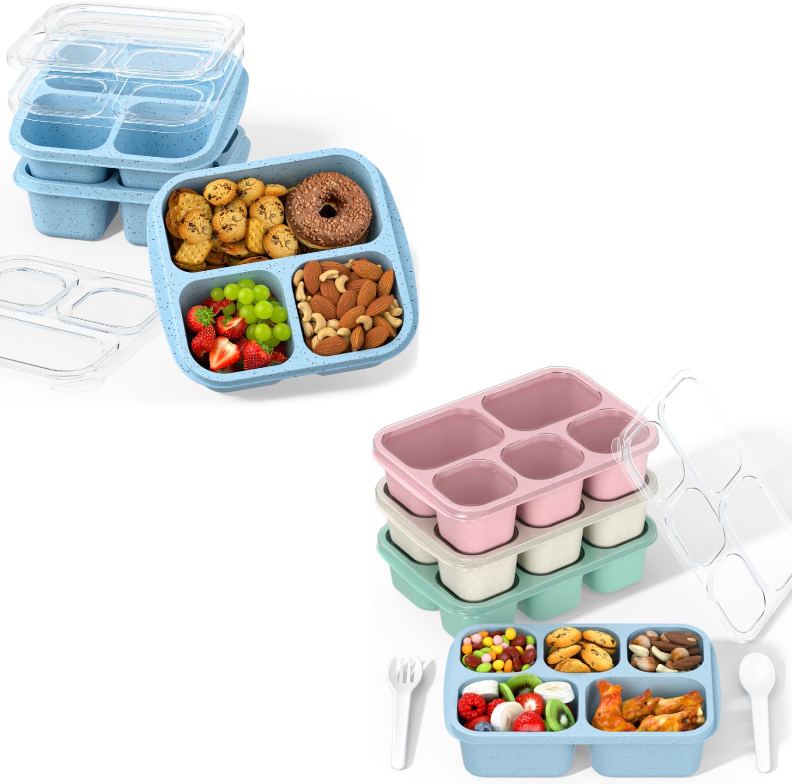 Amazon.com: Enstphjoy Bento Box Adult Lunch Box - 4 Pack, 5 - Compartment & Snack Boxes (3 Pack ...