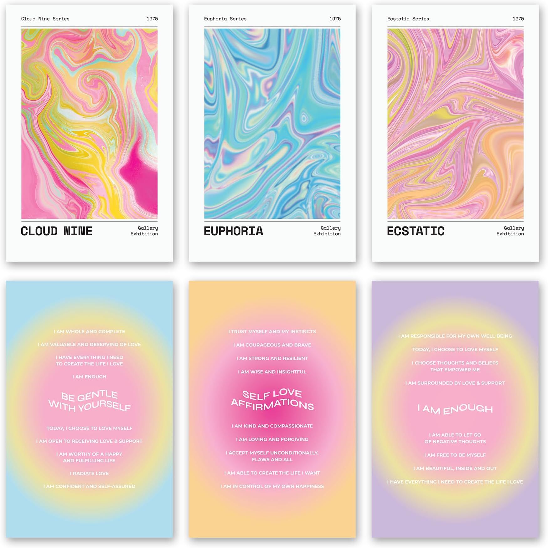 Amazon.com: Throwback Traits Y2K Euphoria Wall Art Set - 11x17 Groovy ...