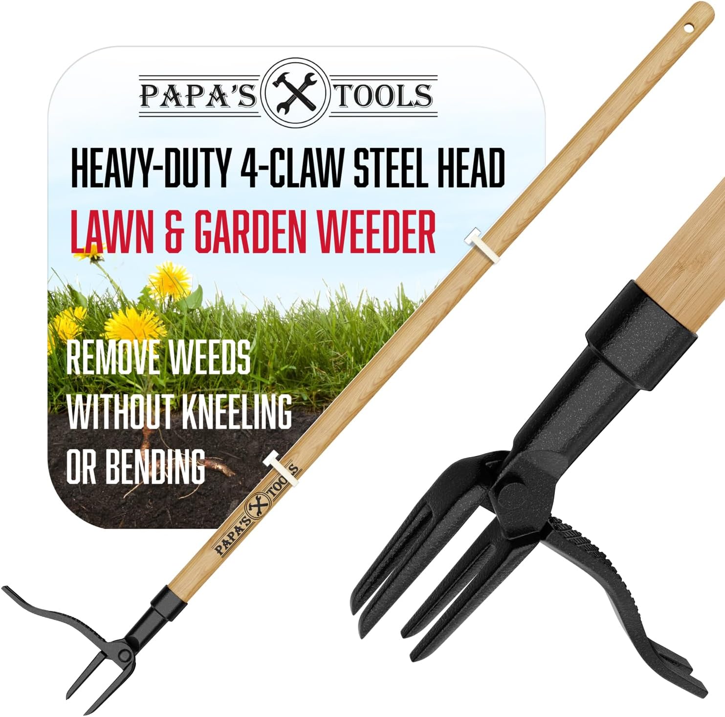 Amazon.com : Papa's Tools Weeder - Stand Up Weed Puller Tool Made with ...