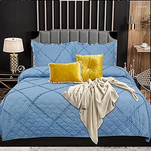 Fit Even Quilt Ruffle Bedspread 3 Piece Set – Coverless Quilted Diamond ...