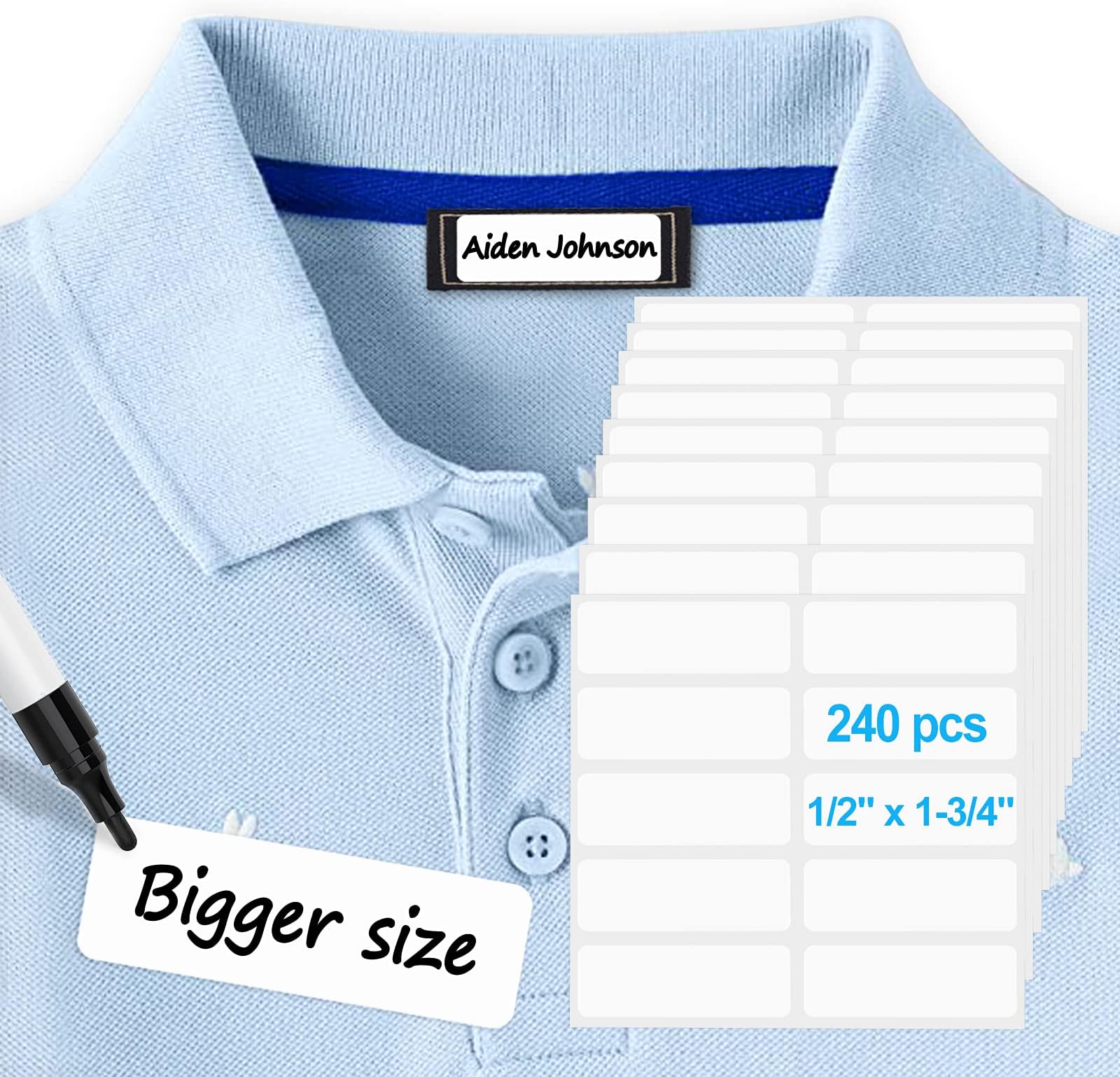 Amazon.com : 240pcs Clothing Labels [ Bigger Size], No-Iron Label ...