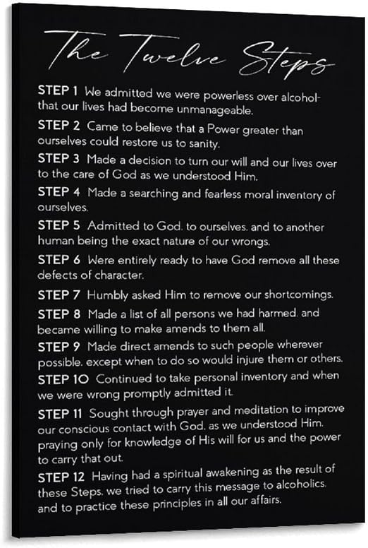 Amazon.com: The 12 Steps Poster, AA Wall Art (2) Canvas Painting Wall ...