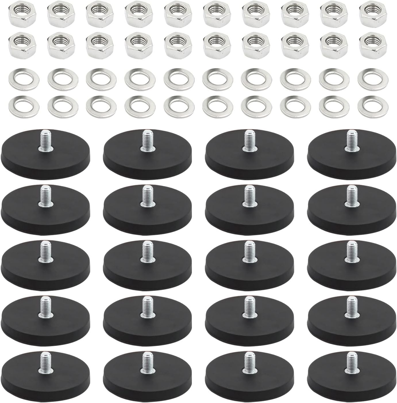 Neodymium Magnets, 20 Pcs Anti Scratch Neodymium Rubber Coated Magnet ...