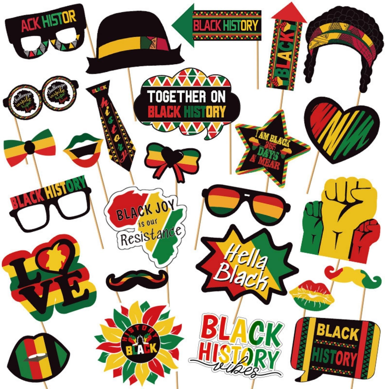 Amazon.com: KYMY Black History Month Photo Booth Props Kit, 26 Pcs ...