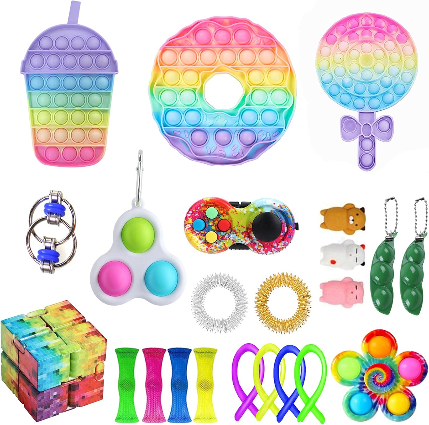 Amazon.com: 24 Piece Fidget Pack Sensory Fidget Toys Set Silicone ...