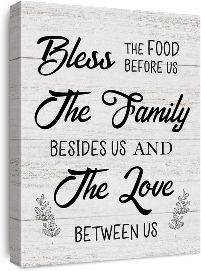 Amazon.com: Rustic Kitchen Quotes Canvas Wall Art Bless the Food Canvas ...