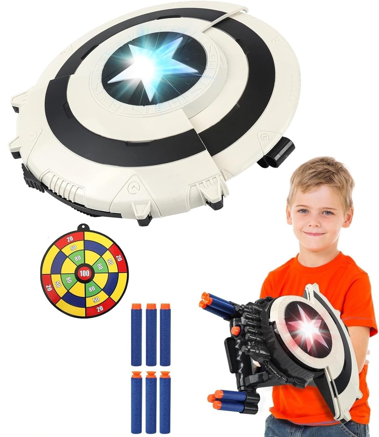 Plutofit Superhero Dart Shooting Shield with Lights and 6 Darts Toy ...