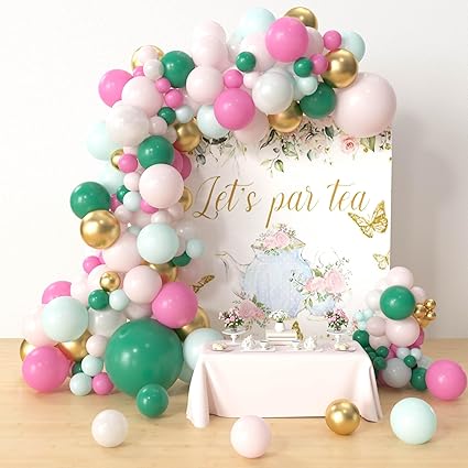 Amazon.com: HYOWCHI Tea Party Decorations Balloon Arch Kit - 147 Pcs ...