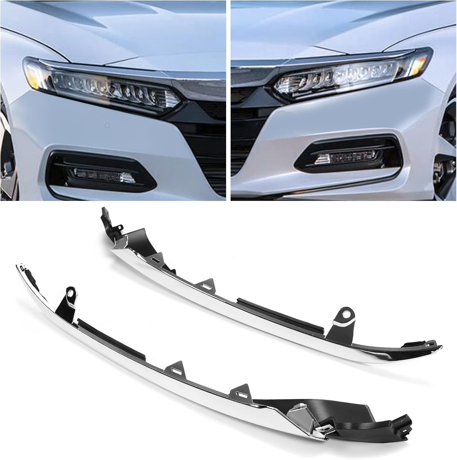 Amazon.com: KUAFU Chrome Headlight Molding Trim Bumper Grille Trim ...