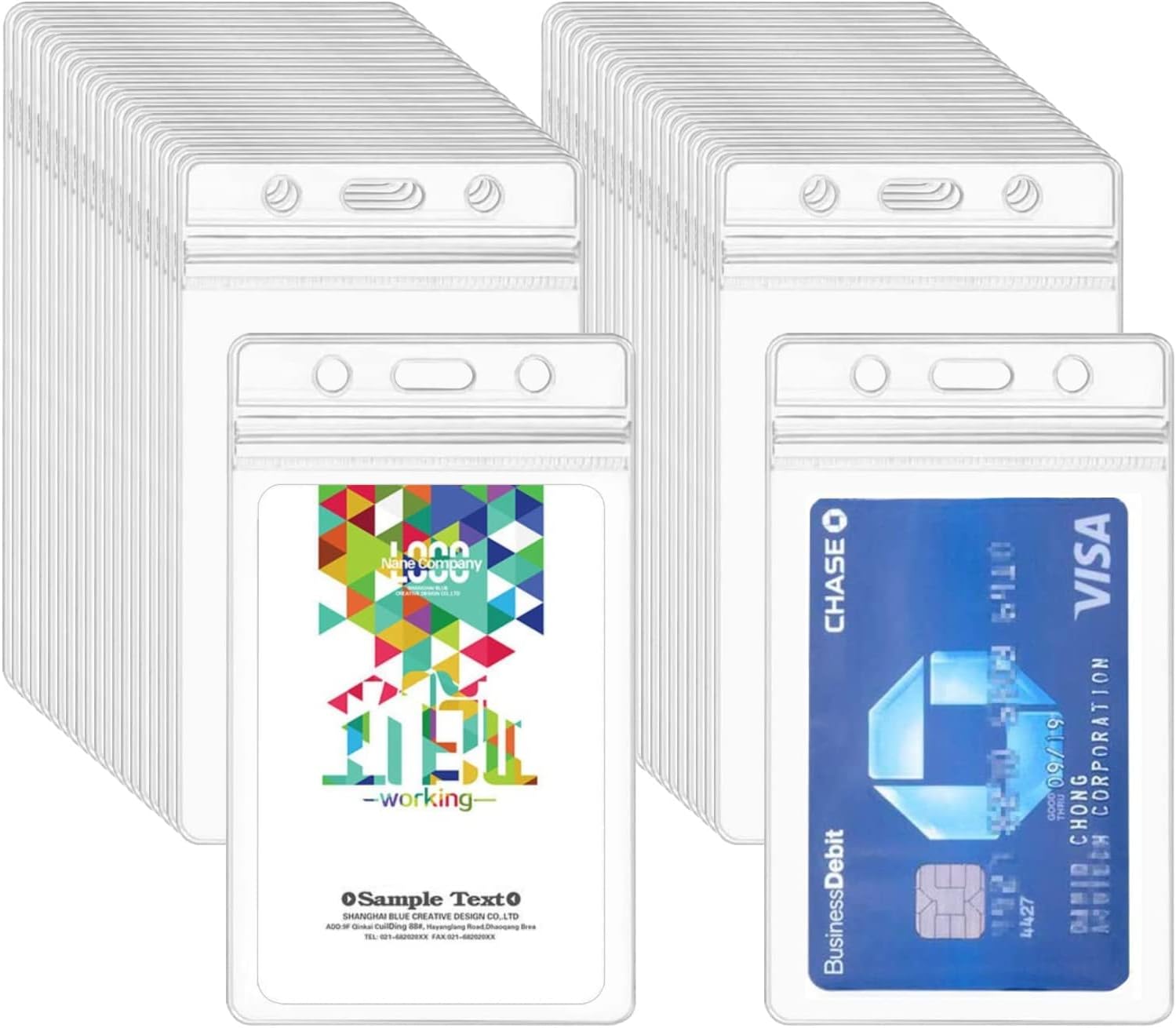 ID Badge Holders, 50pcs Clear Plastic Waterproof ID Card Name Tag Badge ...