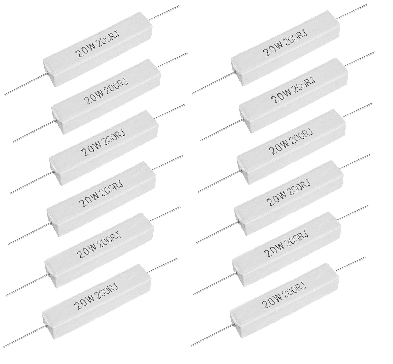 Amazon.com: Cement Power Resistor,12Pcs 20W 200 Ohm 5% Winding Ceramic ...