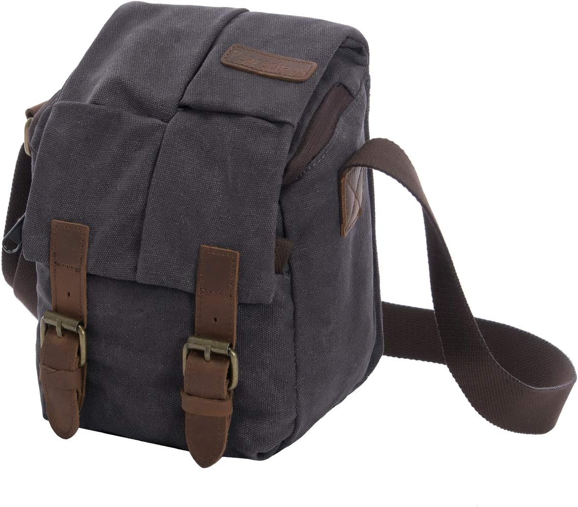 Amazon.com : Small Camera Bag/Case, Vintage Canvase Leather Trim DSLR ...