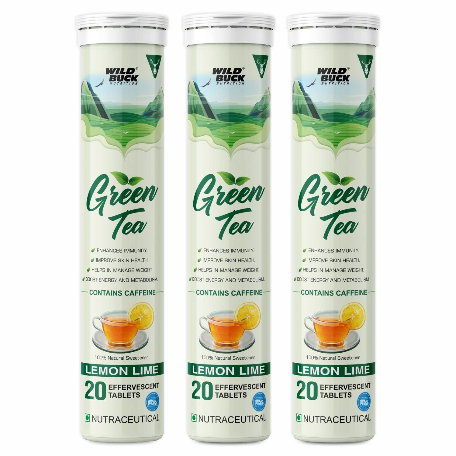 Wild Buck Green Tea Effervescent Tablets for Weight Loss (Fat Burner ...