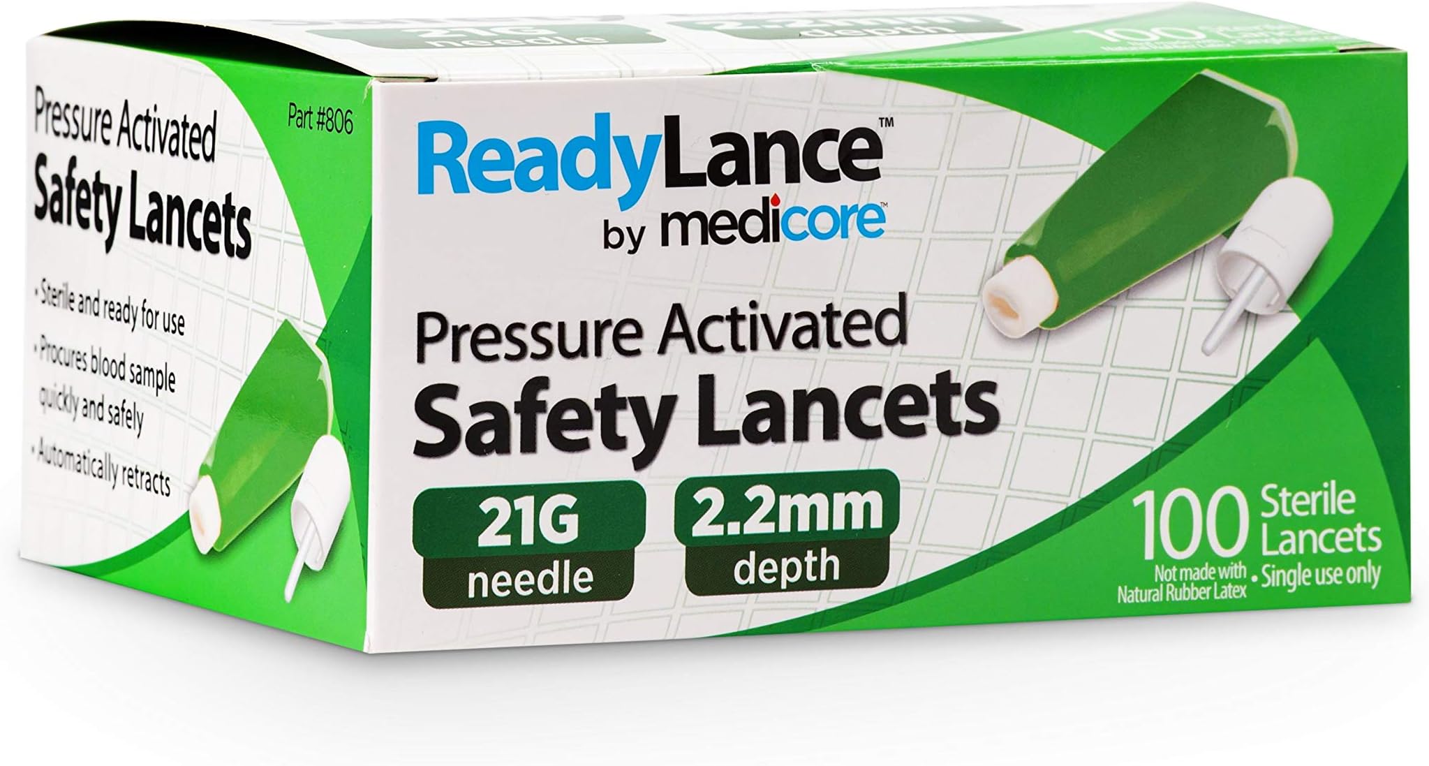 Amazon.com: ReadyLance, Pressure Activated Safety Lancets, 100 Lancets ...