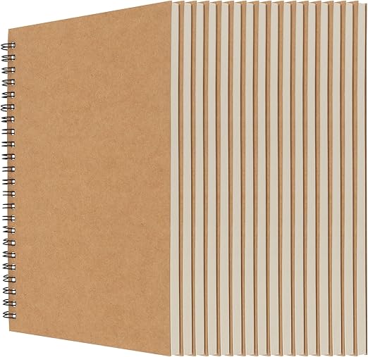 MUKLEI 16 PCS A5 Sketchbook, Blank Sketch Book, 30 Sheets/60 Pages Spiral Bound Sketch Pad Kraft ...