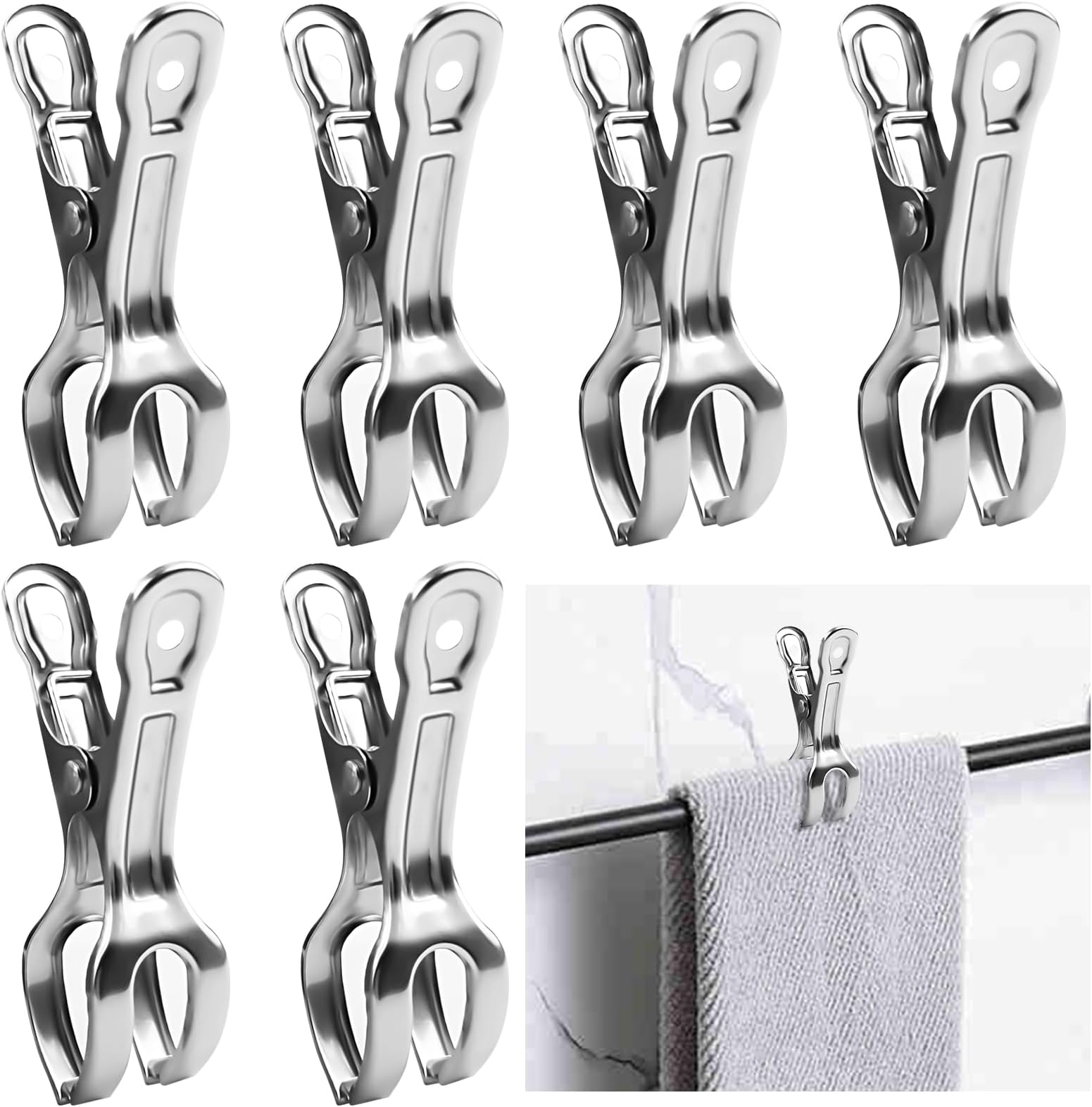 Amazon.com - Aieve 4 Pcs Stainless Steel Towel Clips,Hand Towel Clips ...