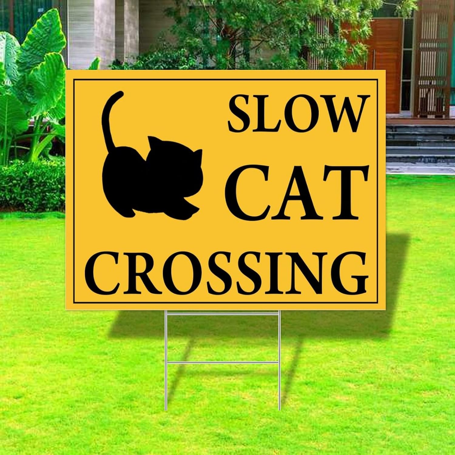 Amazon.com : Yard Signs Slow Cat Crossing Yard Signs with Stakes 18x24 ...