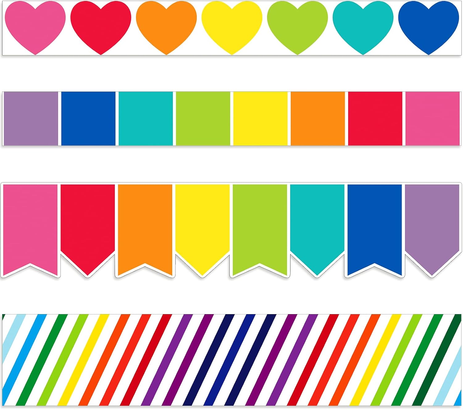 Paquete de 48 tableros de anuncios de arco iris, borde colorido, borde ...