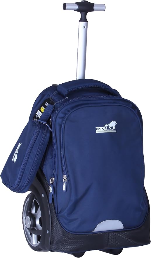 Rolling Backpack with Wheels, Navy Blue School Bag with Detachable ...